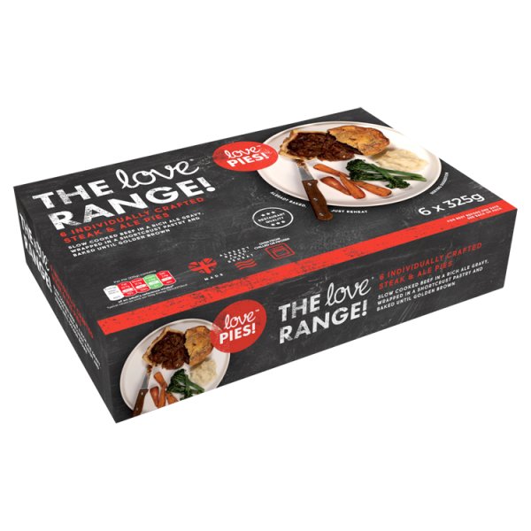 The Love Range! Steak & Ale Pies - 6 x 325g - spotonwholesalefoods.co.uk